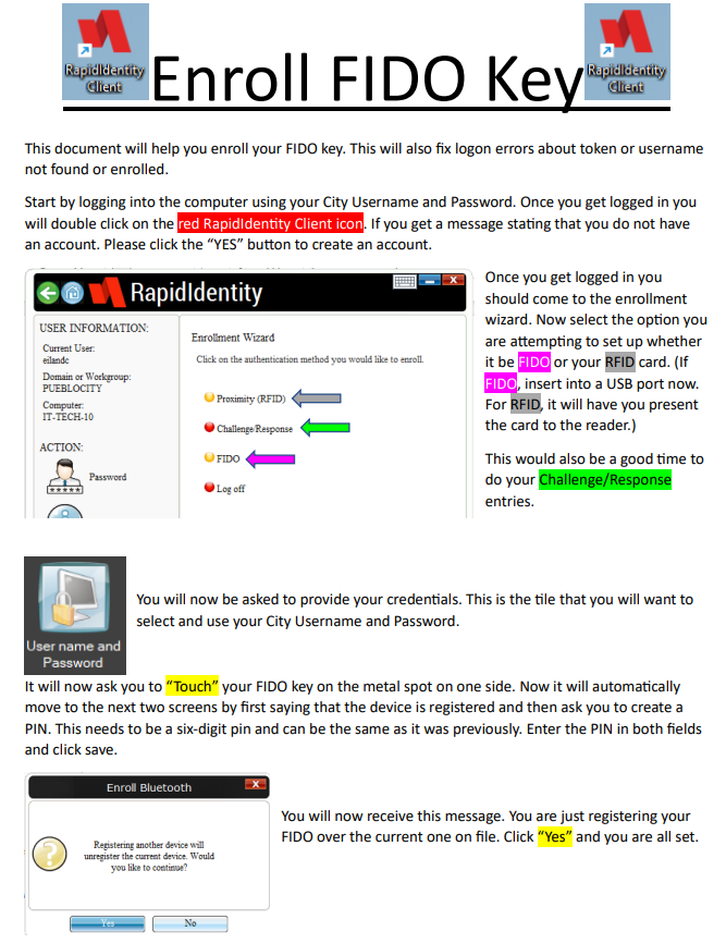 Enroll Fido Key – City of Pueblo